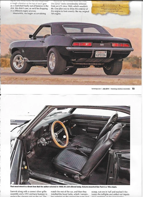 1969 CHEVROLET CAMARO SS BALDWIN MOTION MODIFIED HARDTOP 6 pg Color ...