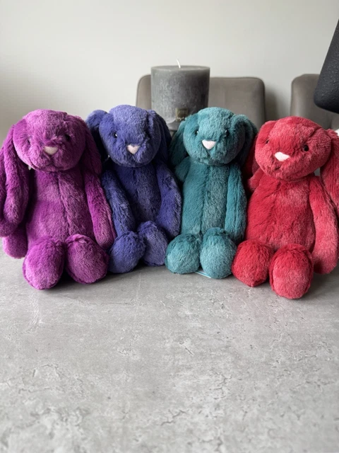 4 JELLYCAT LITTLE Bashful Bunnies BNWT Allium, Teal, Redcurrant & Saffyre £99.00 - PicClick UK