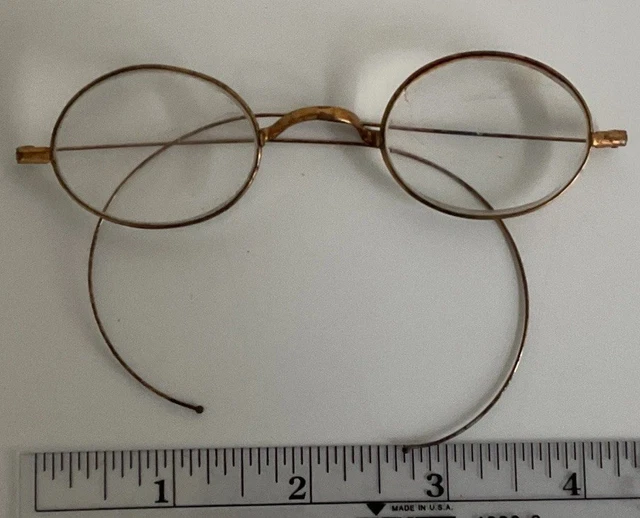 ANTIQUE WIRE RIM Spectacles Glasses Eyeglass Oval Lens Gold Frame ...