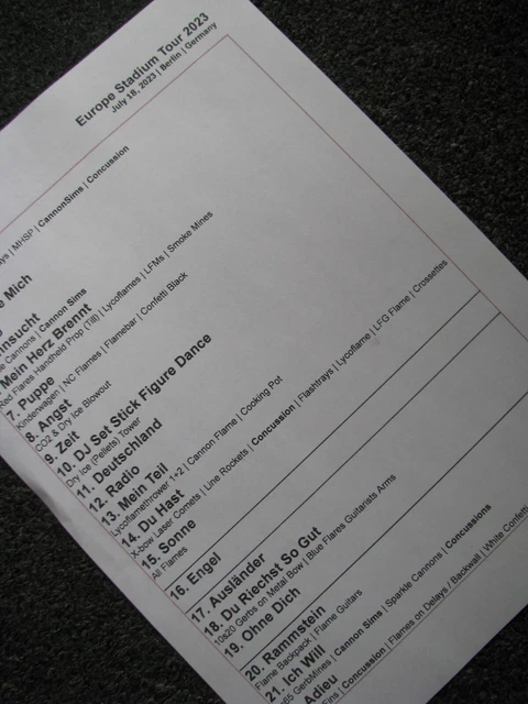 RAMMSTEIN-SETLIST-EUROPE STADIUM TOUR 2023-18.07.2023 Berlin ...