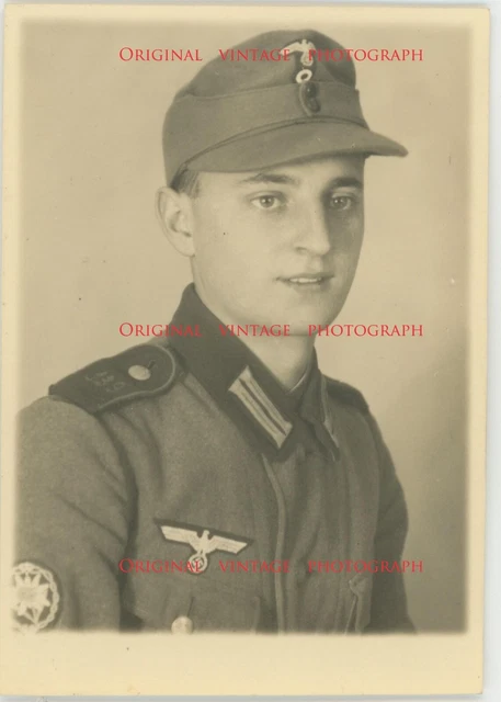 VINTAGE ORIG PHOTO German Soldier WW2 Uniform Portrait Male Handsome ...
