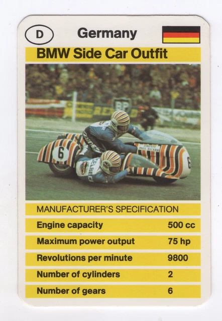 TOP TRUMPS RACING Motor Cycles. Germany BMW Side Car Outfit EUR 3,64 ...