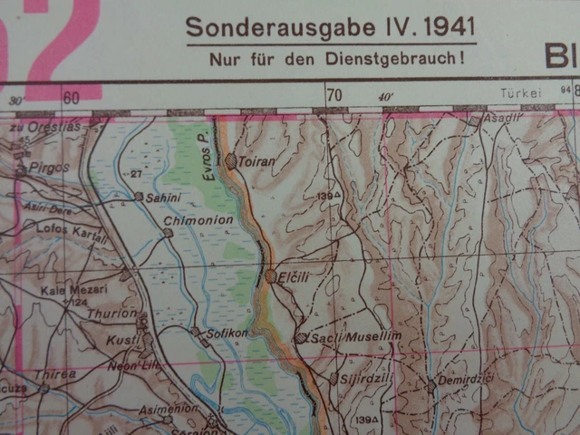 WW2 (1944) GERMAN LUFTWAFFE Map featuring the GREEK, BULGARIAN ...