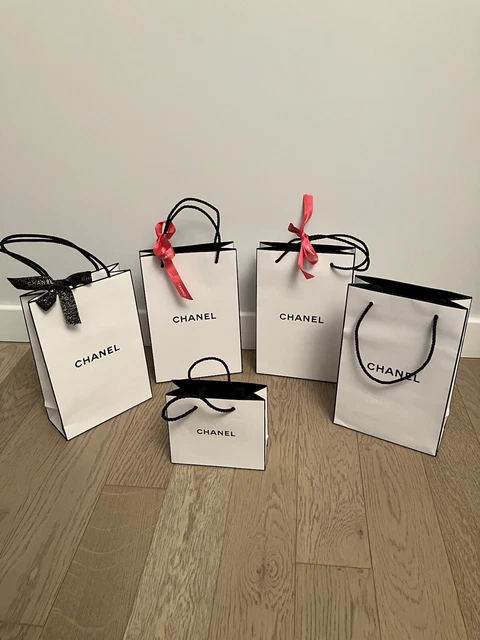 LOT 5 SACS Chanel Shopping Carton blanc avec ruban -Emballage cadeau ...