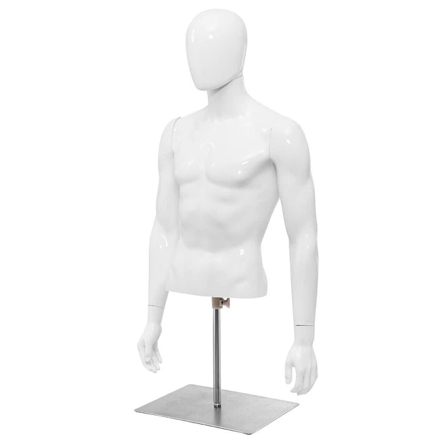 MANNEQUIN TORSO MANIKIN Dress Form Adjustable Male Half Body Model W ...