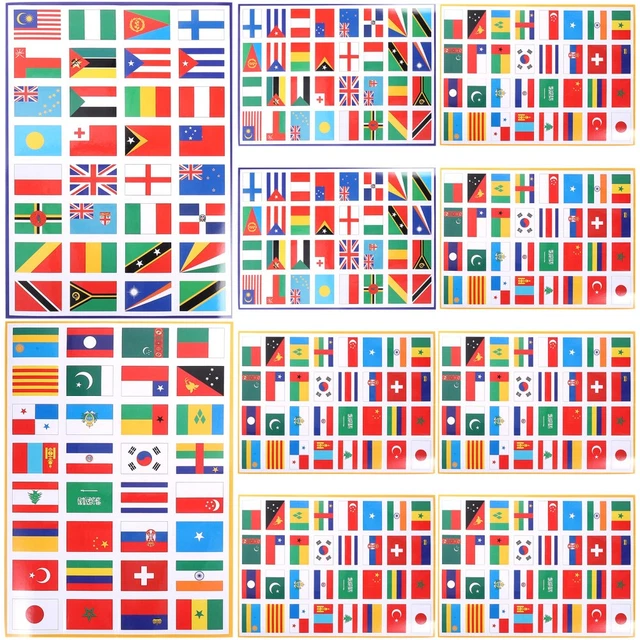 10 SHEETS COUNTRIES Flag Stickers Decorative Country World Flags Decals ...