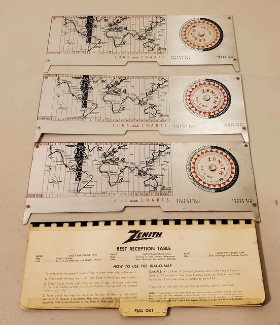 (3) ZENITH TRANS-OCEANIC-ROYAL 3000-1 -Dial-O-Map ,Plates / Reception ...