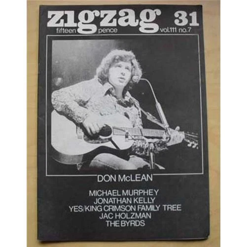 DON MCLEAN ZIG Zag No.31 Magazine 1973 Don Mclean Cover With More ...