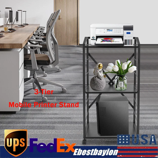 MOBILE PRINTER STAND Modern Storage Stand 3-Tier Printer Shelf with ...