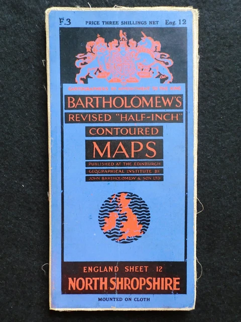 VINTAGE BARTHOLOMEW MAP - North Shropshire (1936) Sheet 16, Paper on ...