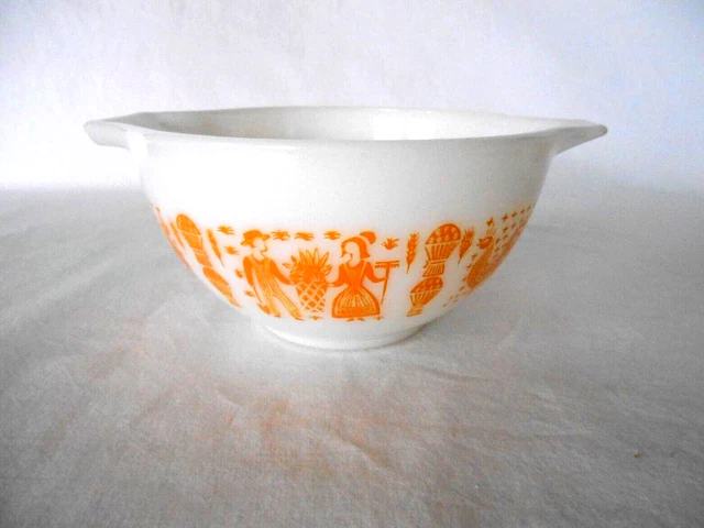 PYREX PUMPLIN ORANGE AMISH BUTTERPRINT 441 CINDERELLA MIXING BOWL ...