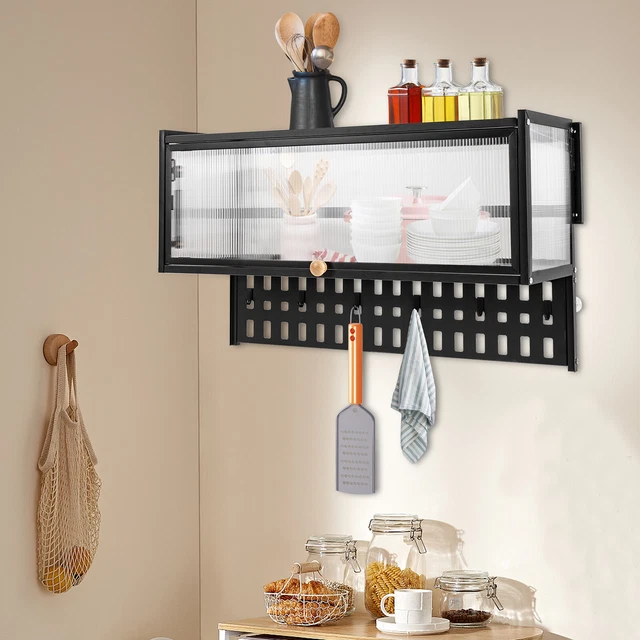 WALL-MOUNTED CABINET KITCHEN Flip-Up Door Cabinet Shelf Storage ...