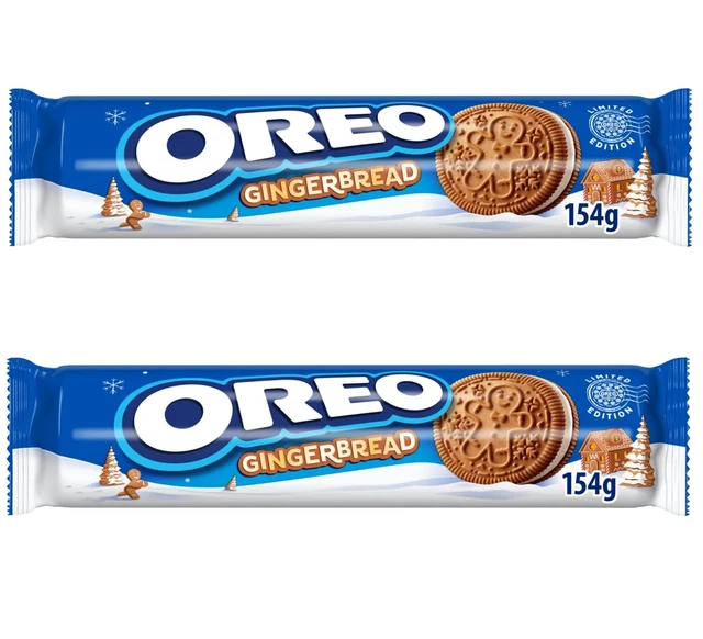 OREO GINGERBREAD FLAVOUR Cookie Sandwich Christmas Biscuits PACK OF 2 ...