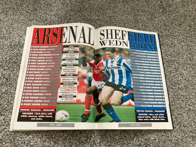 ARSENAL V SHEFF Wed 1993 FA Cup Final Programme . £5.43 - PicClick UK