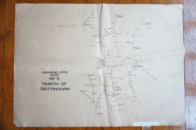LMS RAILWAY LARGE Linen Route Map of North of Nottingham £65.00 ...
