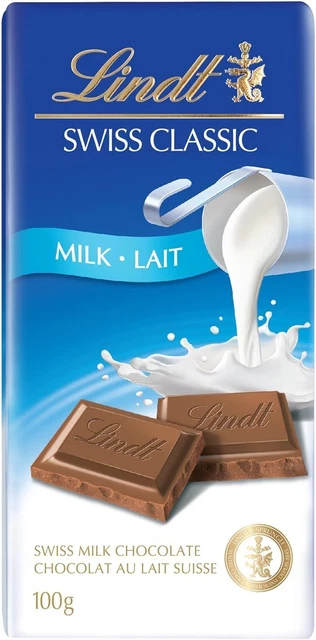 LINDT SWISS CLASSIC Milk Chocolate Bar, 100g Pack of 1 $6.99 - PicClick CA