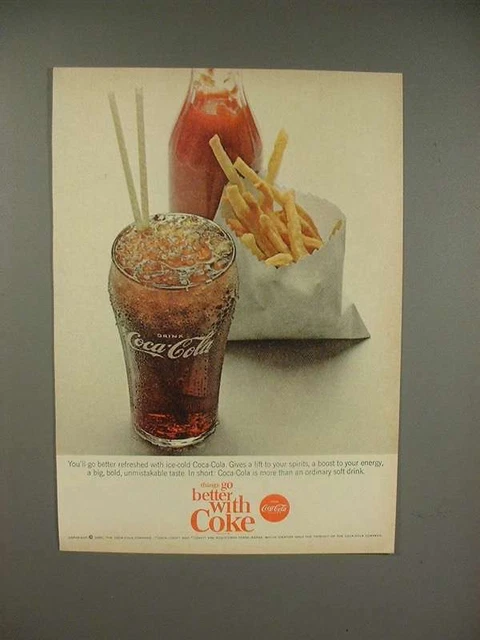1965 COCA-COLA COCA-COLA Soda Ad - Frites EUR 18,49 - PicClick FR