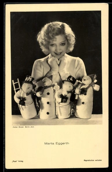 CARTOLINA ATTRICE MARTHA Eggerth ritratta con personaggi di pupazzi di ...
