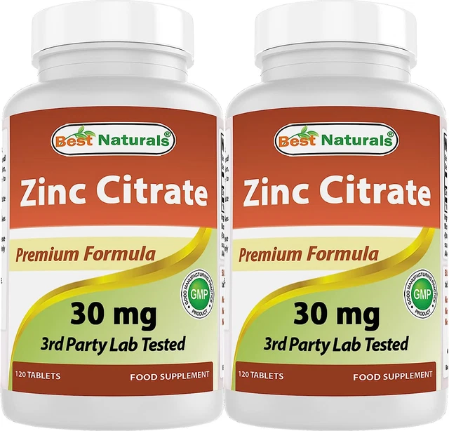 BEST NATURALS ZINC 30Mg Supplements Zinc Vitamins 120 Tablets Pack of 2 ...