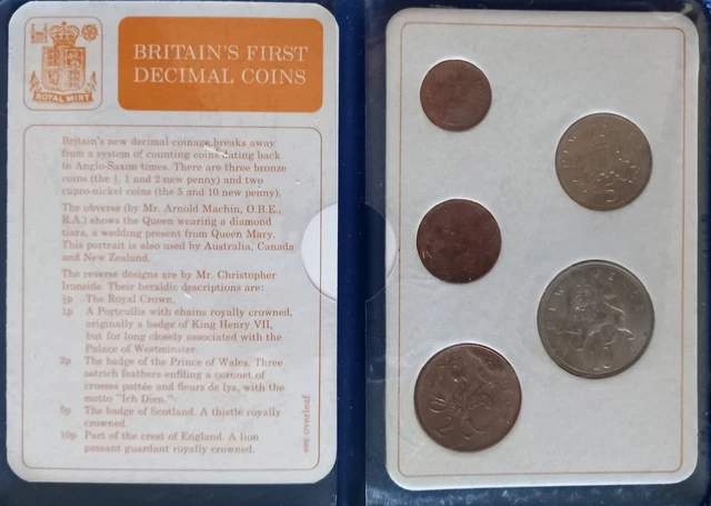 VINTAGE BRITAIN'S FIRST Decimal Coins Set 1971 Great Condition In ...