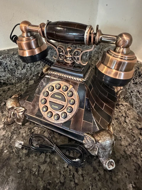 VINTAGE STYLE ELEPHANT Base Rotary Dial Corded Telephone Decorative ...