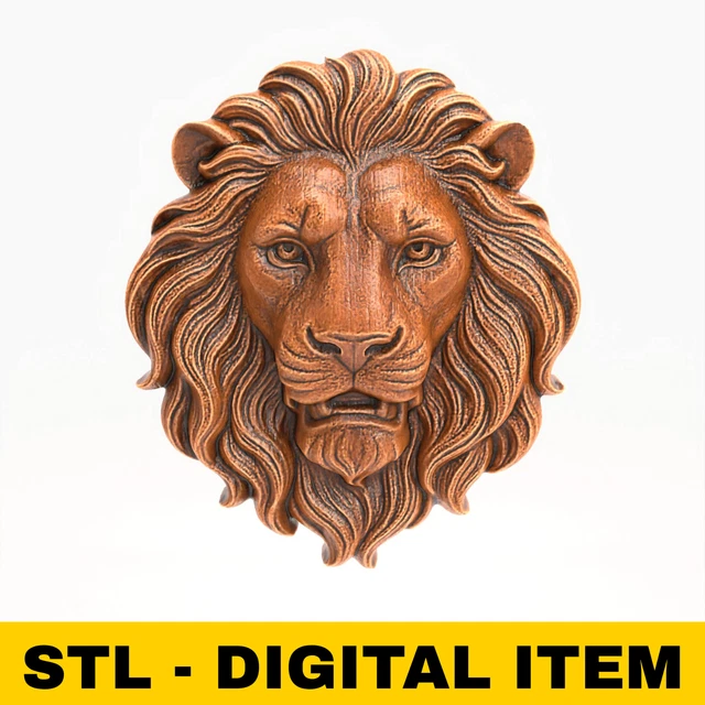 LION HEAD RELIEF STL File 3D Model for CNC Laser Engraving 3D Printing ...