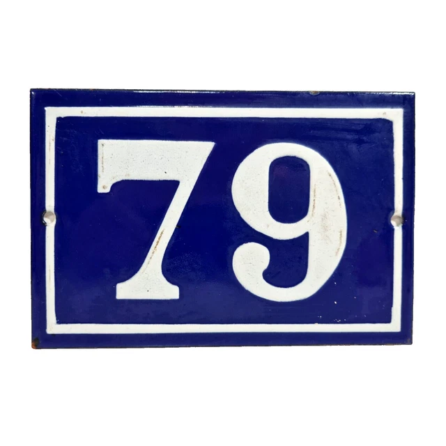 VINTAGE FRENCH BLUE house address number enamel sign plaque 79 Paris ...