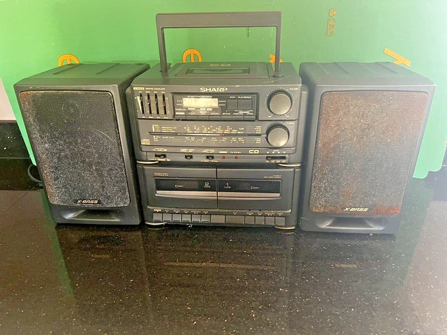 SHARP CD510H GHETTOBLASTER BoomBox Cassette Radio Detachable Speakers ...