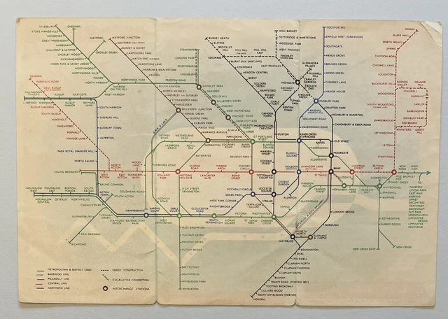 LONDON UNDERGROUND TUBE Map 1939 £85.00 - PicClick UK