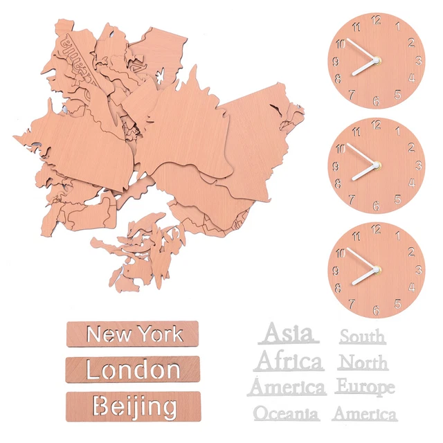 WORLD MAP CLOCK Cabin Wall Antique Clocks Big Decor Modern Large £43.00 ...