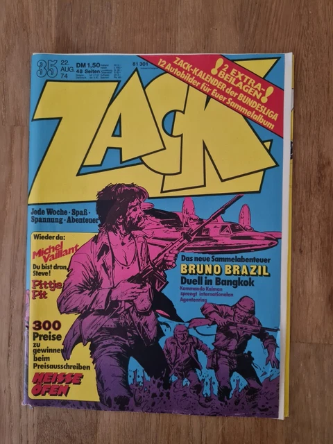 ZACK COMICS HEFT 35 von 1974 mit Beilage Bundesliga Kalender ...