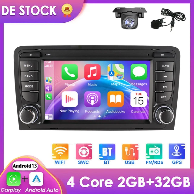 32G ANDROID 13 Autoradio Carplay GPS Navi RDS WIFI KAM per Audi A3 S3 RS3 8PA 8P EUR 189,65 ...