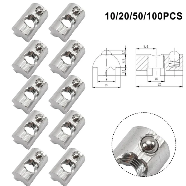 ALUMINUM SLIDING BLOCK W/ Stainless Steel Spring Ball Solar M8 Thread ...