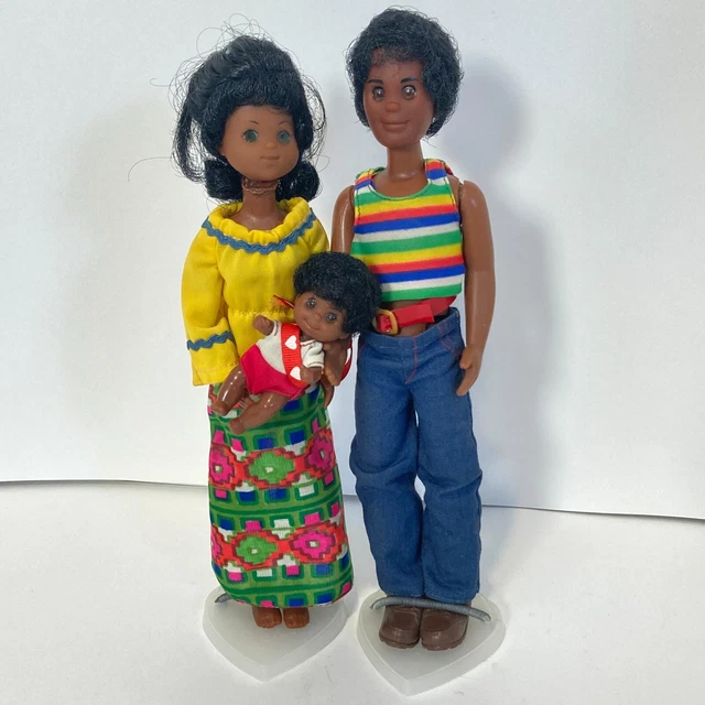 HAPPY SUNSHINE FAMILY Dolls- Mattel 1973- Mom FLAWED, Dad, Baby, AA ...