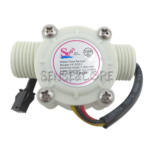 1/2& WATER FLOW Sensor Switch Control Effect Hall 1-30L/min Meter For ...