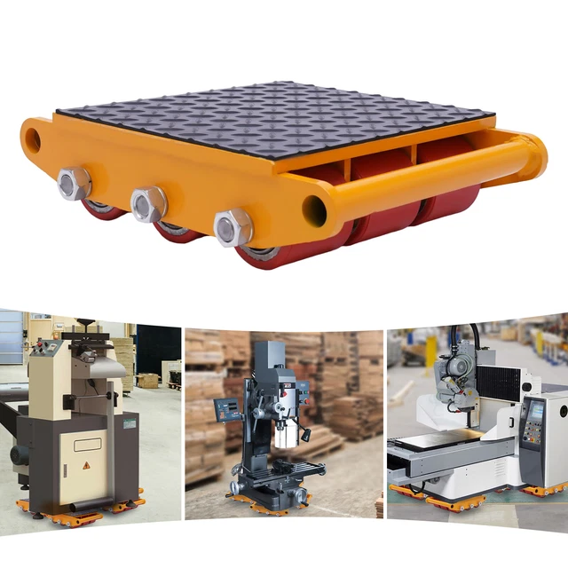 15T HEAVY DUTY Industrial Machinery Mover Dolly Skate Rotating 9 Roller ...