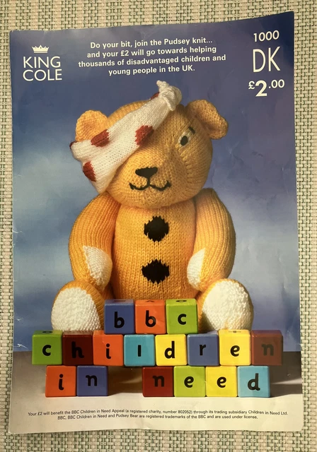 PUDSEY BEAR TOY Knitting Pattern King Cole 1000 £4.99 - PicClick UK