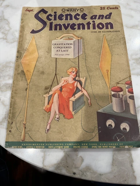 SCIENCE AND INVENTION Sept 1927 Hugo Gernsback Gravity Conquered Tunnel ...