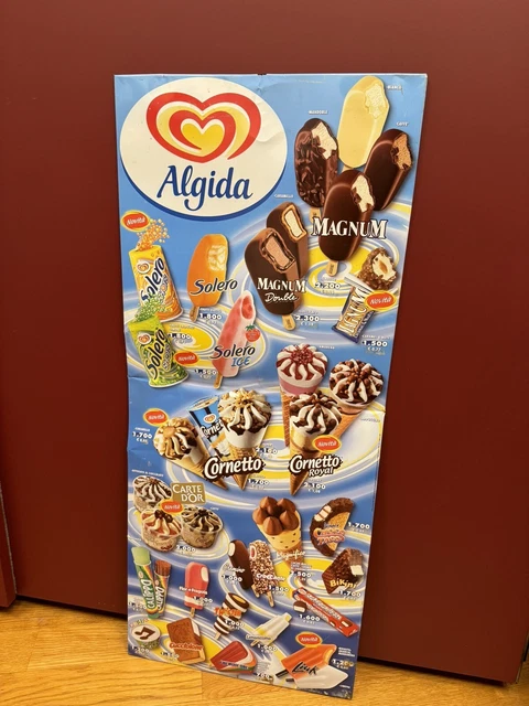 RARA TABELLA GELATI Algida Prezzi In Lire E Euro EUR 78,00 - PicClick IT