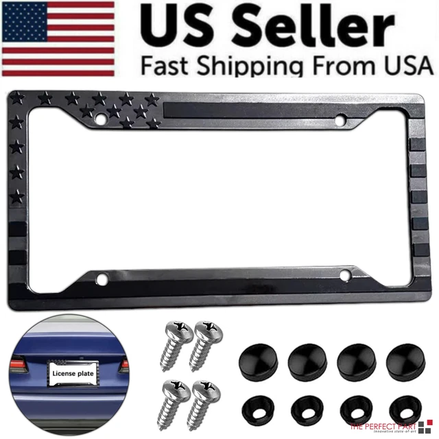 1X BLACK 3D USA American Flag License Plate Frame Holder Auto Car Tag ...