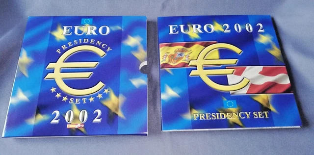 SET PRESIDENCY EURO 2002 Belgio Euro Set Monete 12x1 Euro + 2 Medaglie ...