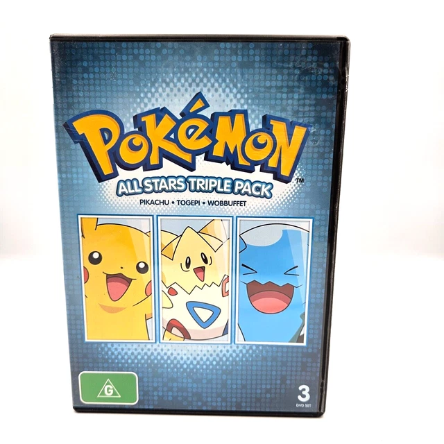 POKEMON ALL STARS Triple Pack Pikachu Togepi Wobbufet Dvd Region 4 $9. ...