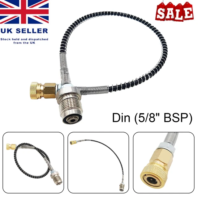 AIR RIFLE PCP Gun Filling Hose Din-Cylinder Bottle Valve Bsp Adapter ...