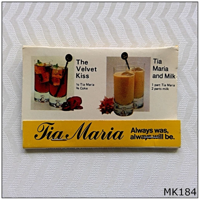 TIA MARIA AND Milk The Velvet Kiss Black Russian Matchbook (MK184) $4.99 - PicClick AU