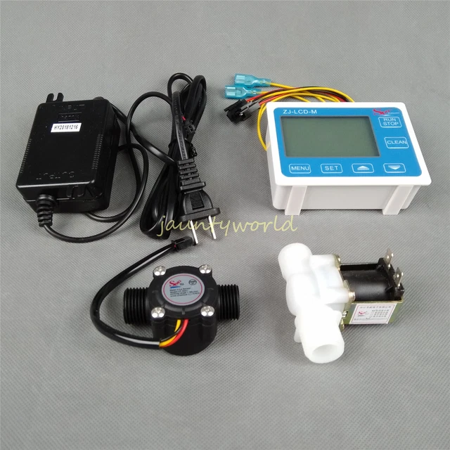G1& FLOW WATER Sensor Meter+Digital LCD Display control+Solenoid valve ...