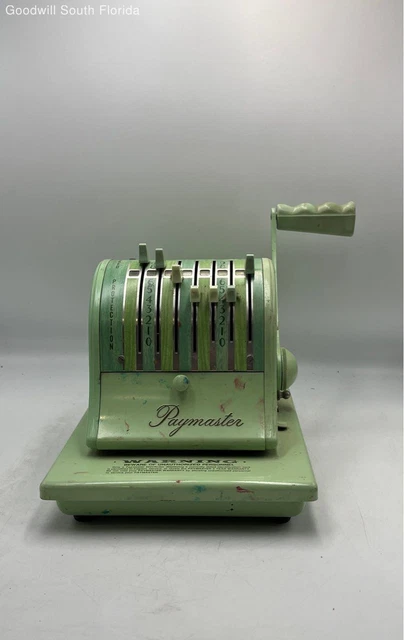 VINTAGE PAYMASTER GREEN Series 1000 Nice Check Maker Ribbon Writer Not ...