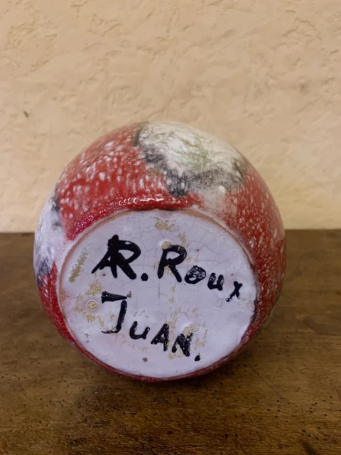 VASE VALLAURIS SIGNÉ Ateliers ROUX Juan Vintage Année 50/60 rouge Noir ...