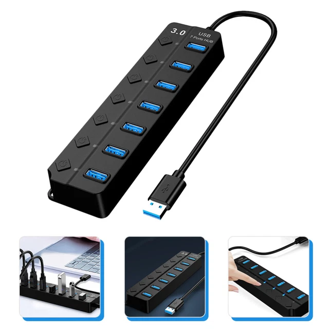 USB ADDITIONAL PORTS for Laptop Hub Seven Expander Black Pc Accesories ...