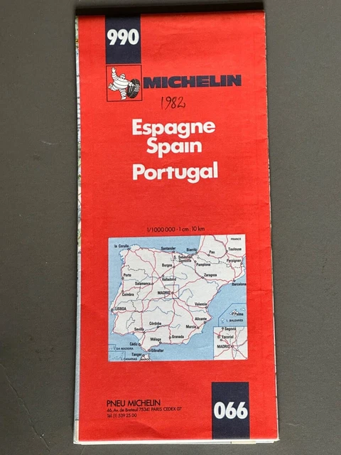 MICHELIN MAP, SPAIN & Portugal, Sheet 990, 1982 £5.85 - PicClick UK