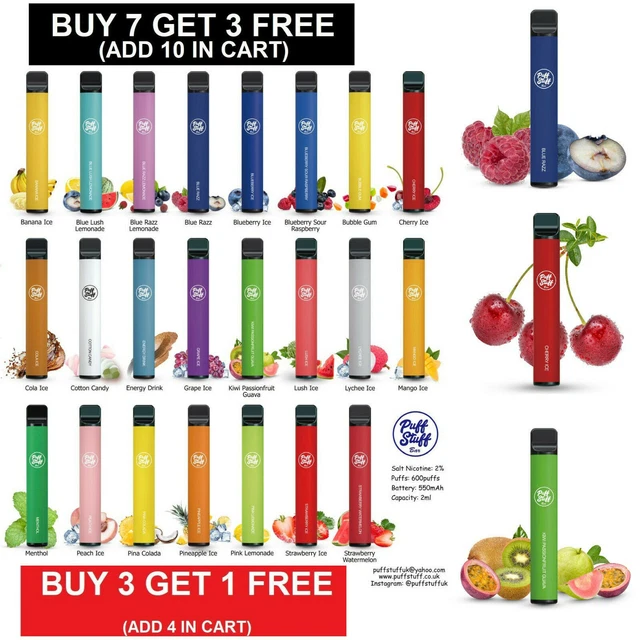 GENUINE PUFF STUFF Bar Disposable Vape Pod Kit Device Puff E-liquid ...
